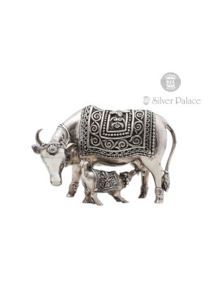 925 Pure Silver Gomatha Statue Antic Finish For Your Pooja Room ...