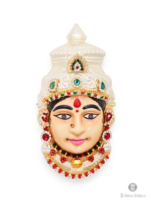 925 Silver Enameld Amman Face For This Varalakshimi Pooja - Silver Palace