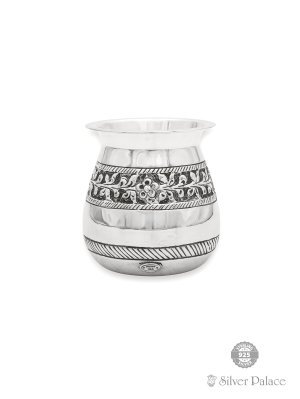 925 Oxidised Silver Floral Deisgn Sombu For Gifts - Silver Palace