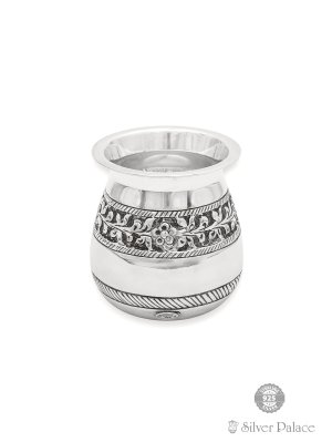 925 Oxidised Silver Floral Deisgn Sombu For Gifts - Silver Palace