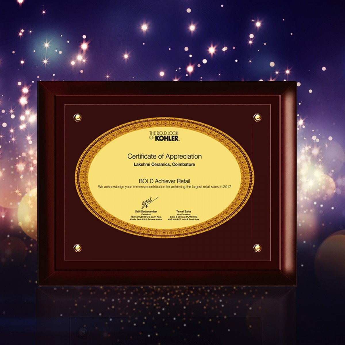 24k Gold Plated Mdf Frame Appreciation Certificate - Silver Palace