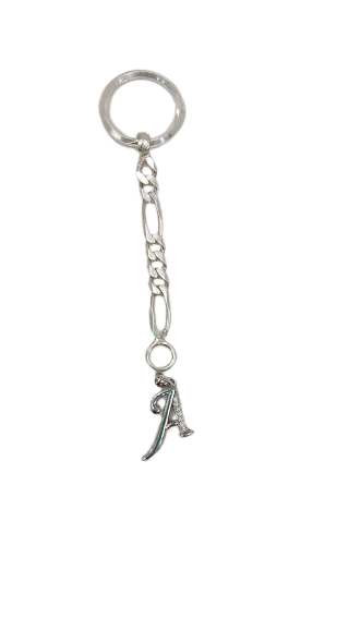 925 Silver Alphabet Letter A Keychain - Silver Palace