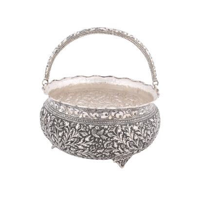 92.5 Antique Silver Basket With Handle – Elegant Silver Basket For ...