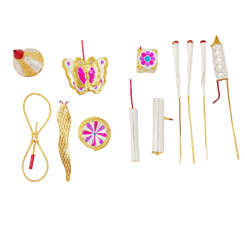 Enameled Gold Polish Fire Crackers Set In Silver - Silver Palace