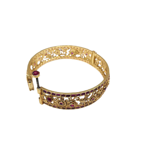 Silver Anite Collection Gold Polish Pink Stone Bangle For Women ...