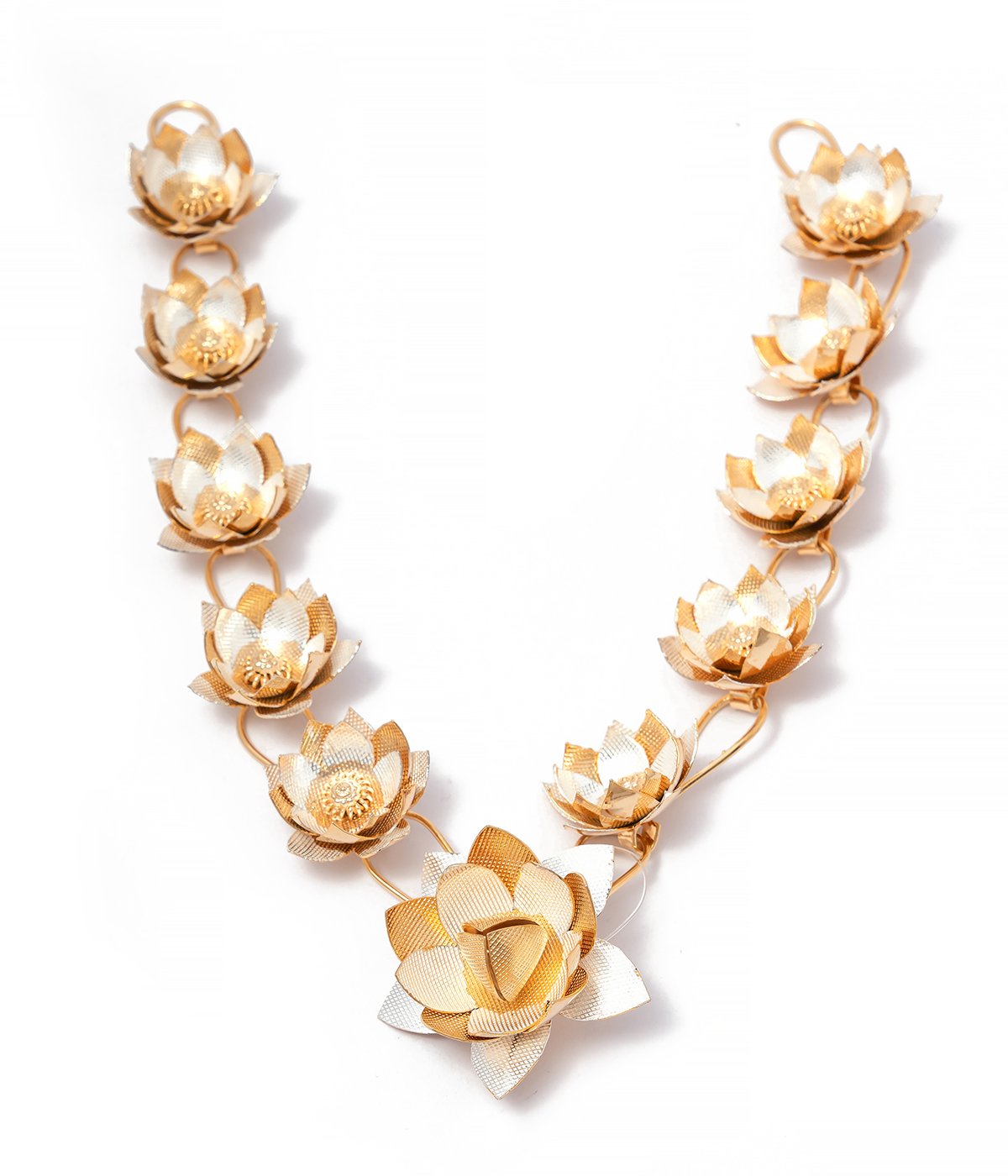 925 Sterling Silver Lotus Mala For Photo Frames With Gold Polish ...