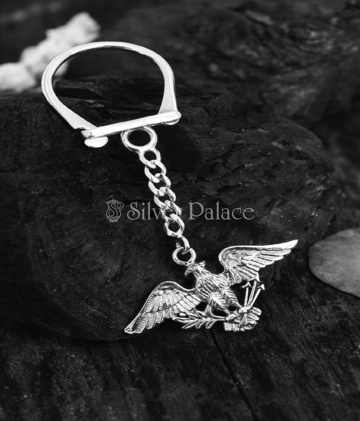 925 Sterling Silver Eagle Pendant Keychain For Men - Silver Palace
