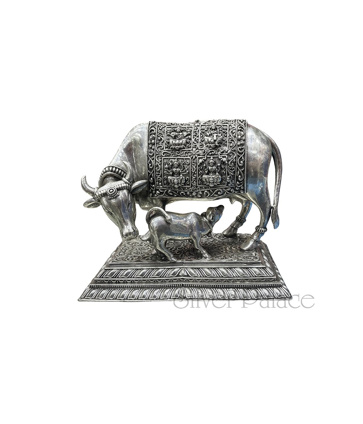 92.5 Oxidised Silver Astalakshmi Casting Gomatha Cow Lc Statue - Divine ...