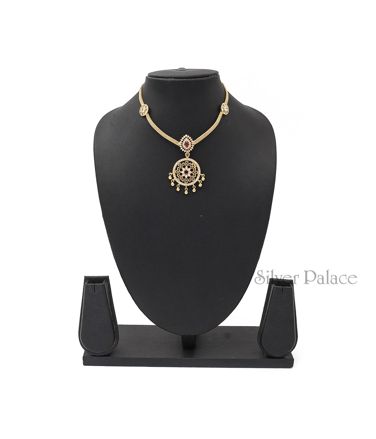 Silver Anite Collection Gold Polish With Cz Stone Necklace For Women ...