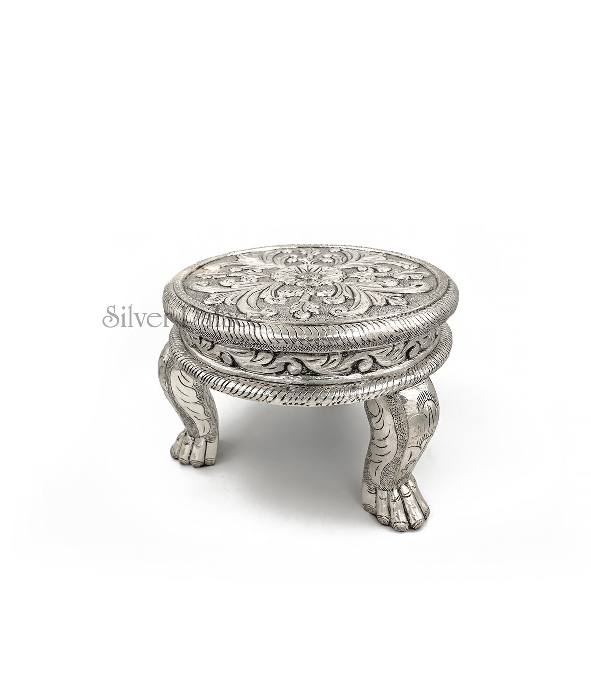 Oxidised Silver Tripod/mukkali Stand For Pooja - Silver Palace