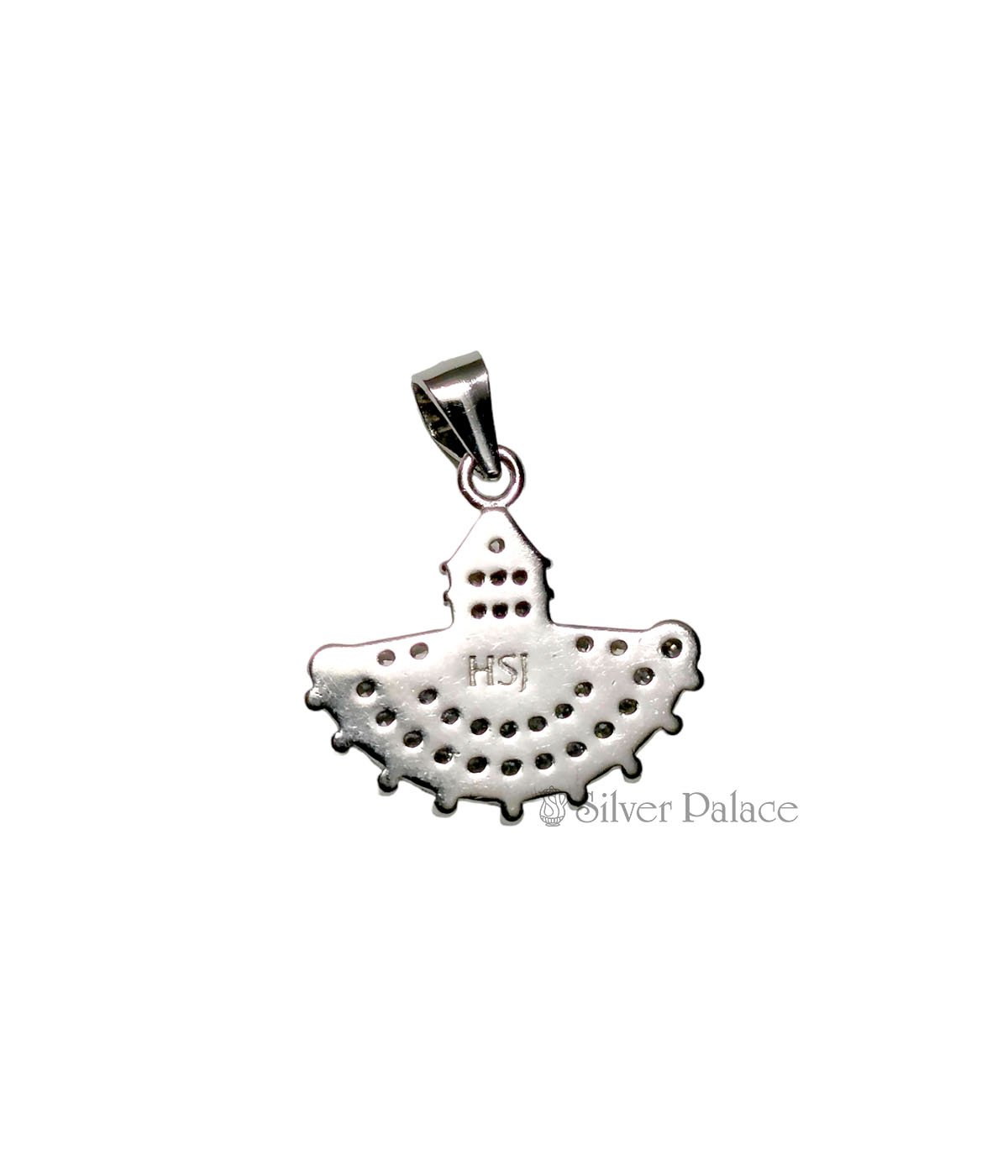 Pure Silver Stone Studed Balaji Pendant - Silver Palace