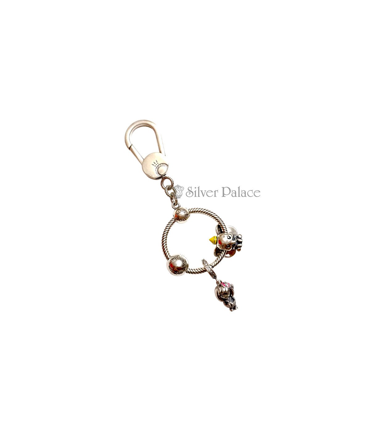 Sterling Silver Elephant Bead Pandora Keychain - Silver Palace