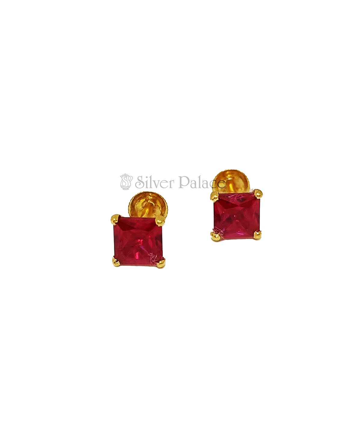 916 22 Ct Gold Ruby Nose Stud And Second Stud Also For Kids - Silver Palace