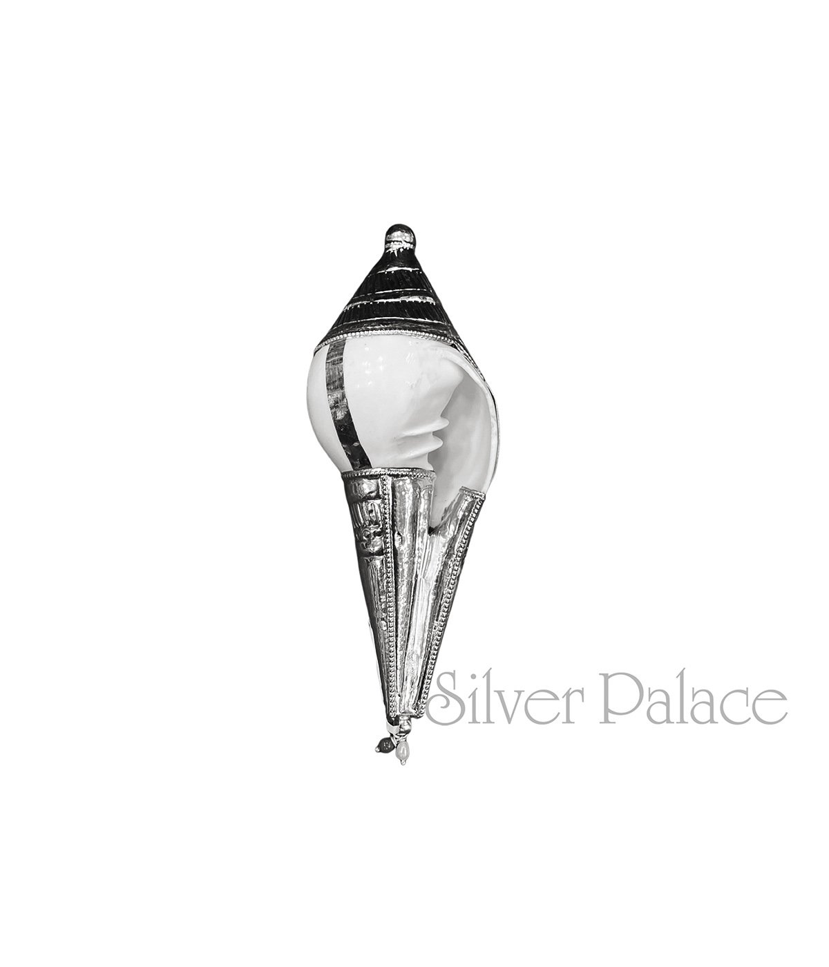 Auspicious Sterling Silver Laced Sangu - Silver Palace