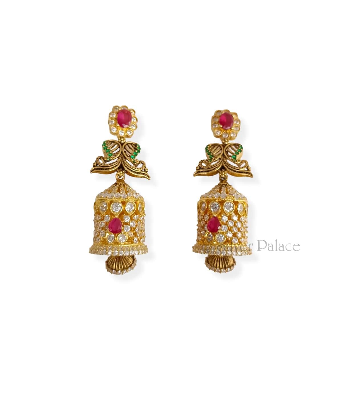 Silver Anite Collection Gold Polished Cz Stone Jhumkaa For Women ...