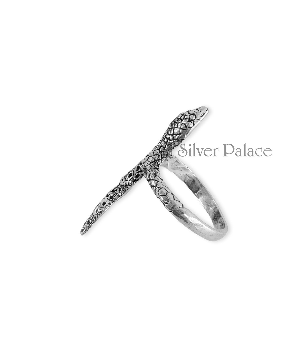 Oxidised Silver Maan Collection Snake Ring For Men - Silver Palace
