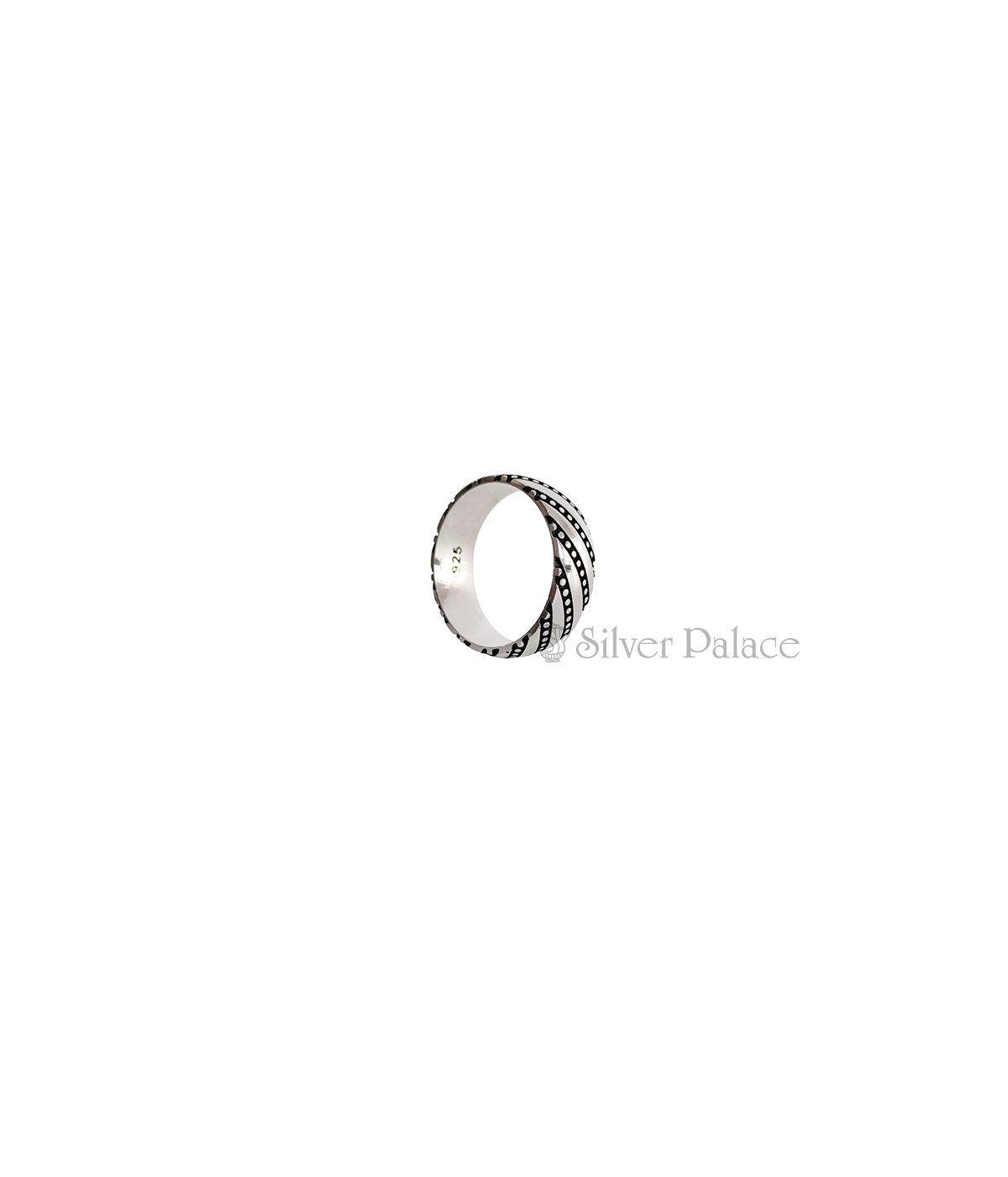 Silver Maan Collection Fancy Line Design Ring For Men - Silver Palace