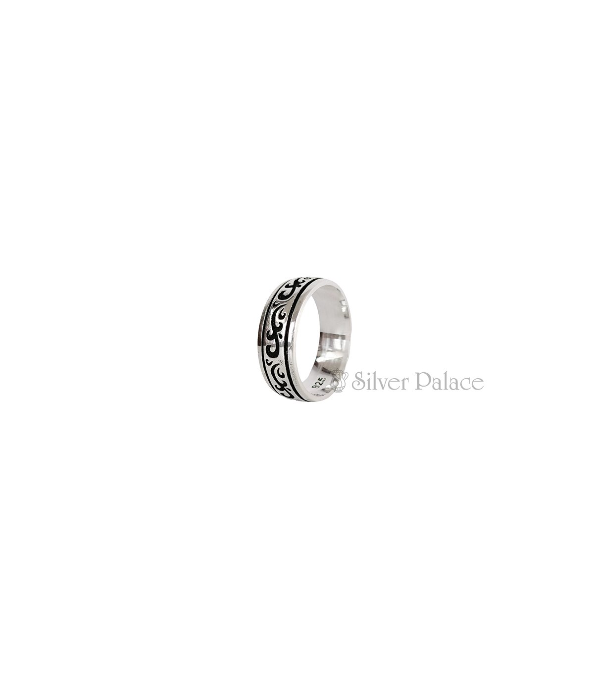 Silver Maan Collection Fancy Line Design Ring For Men - Silver Palace
