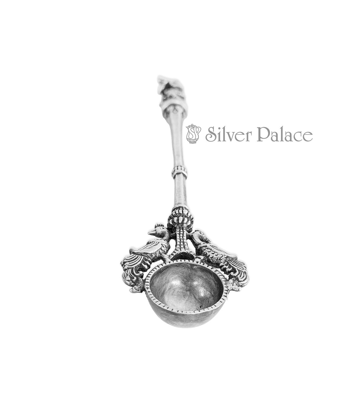 92.5 Silver Pooja Panjaptram Peacock Spoon - Silver Palace