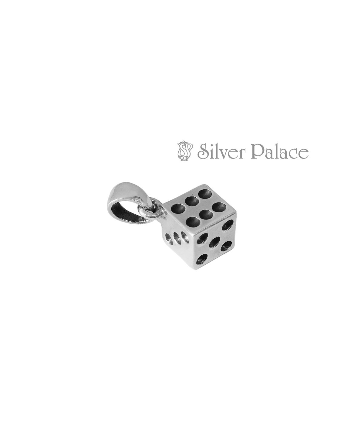 Sterling Silver Dice Design Pendant Gambler - Silver Palace