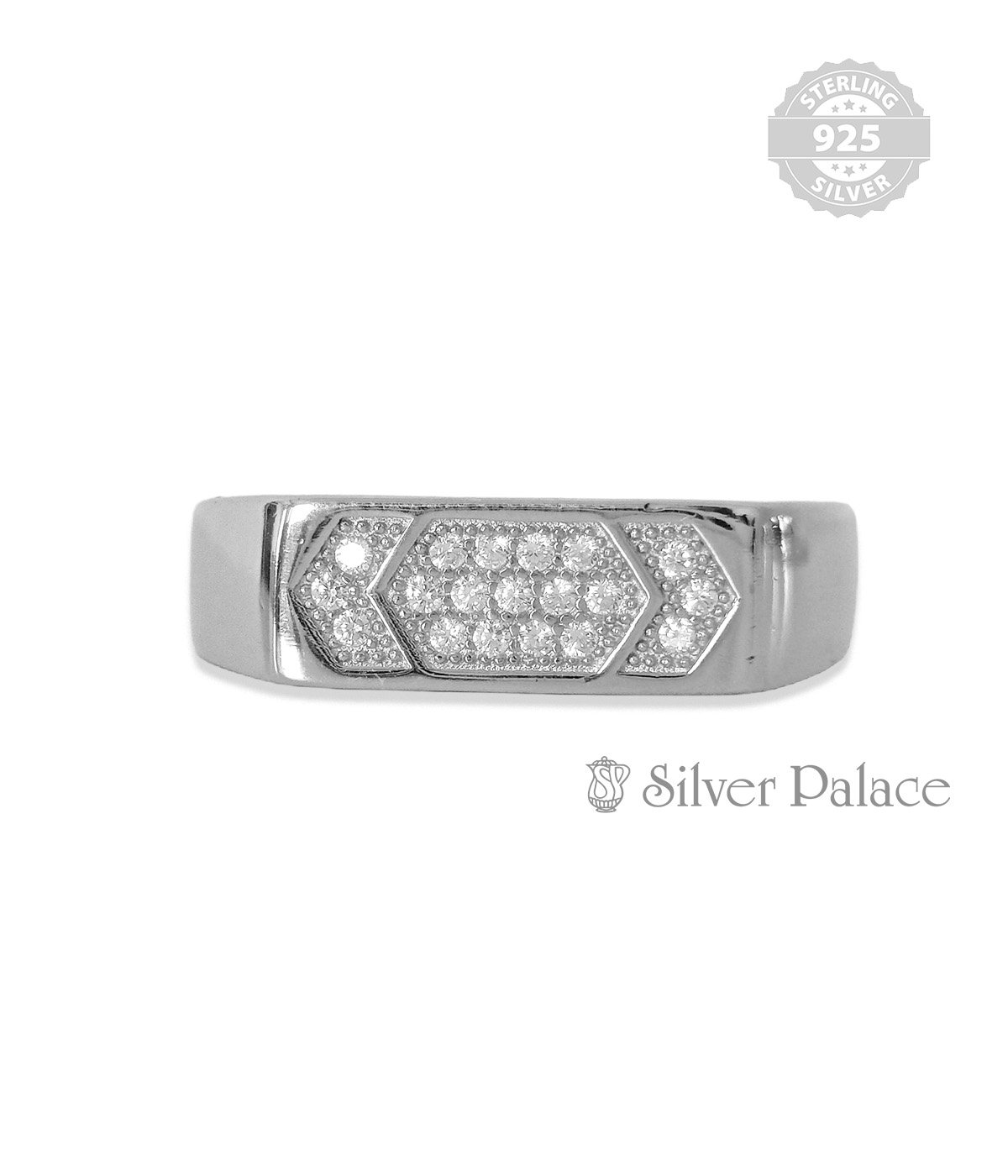 925 Sterling Silver Maan Collection White Stone Adjustable Ring ...