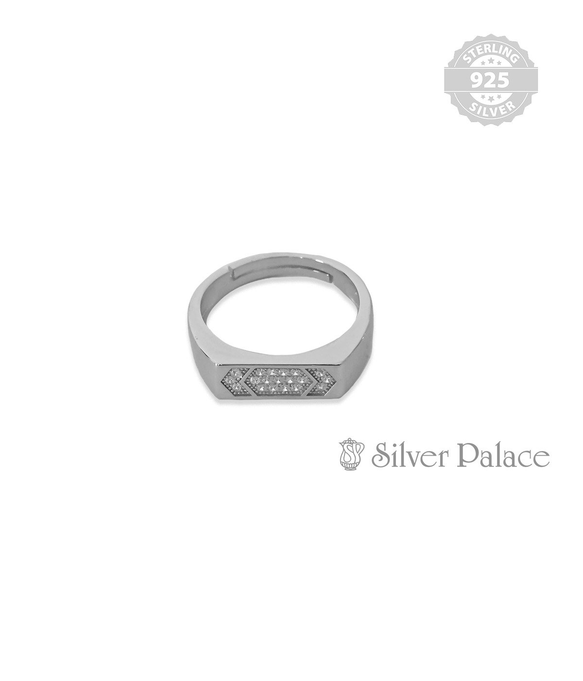 925 Sterling Silver Maan Collection White Stone Adjustable Ring ...