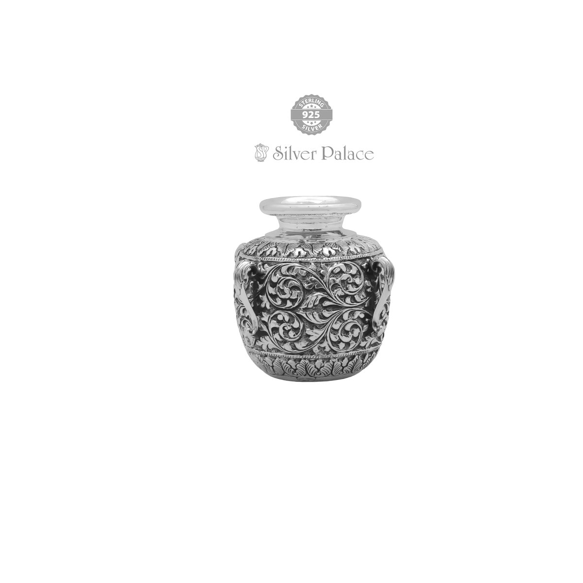 925 Oxidised Silver Chombu With Handle For Multi Purpose - Silver Palace