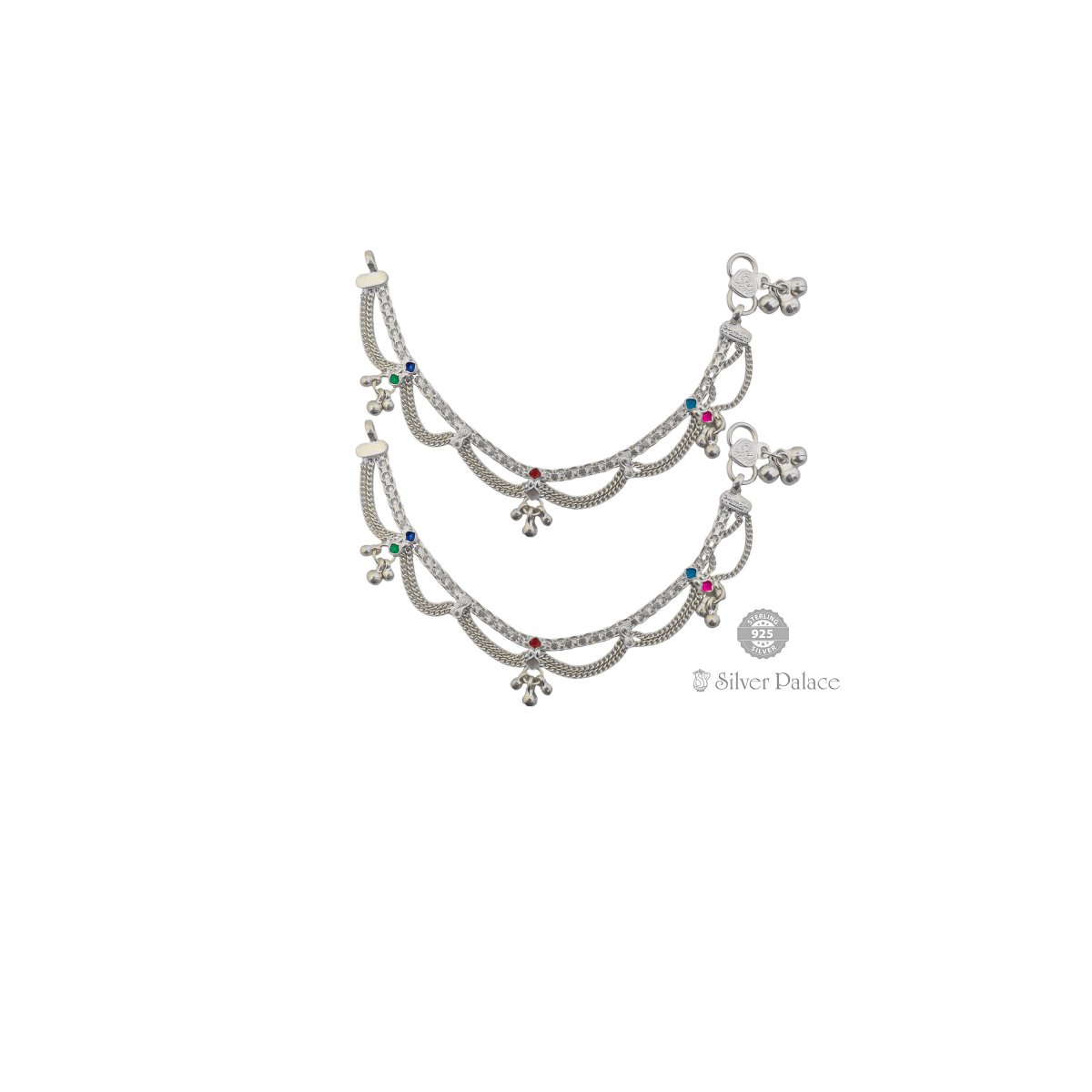 Pure Silver Anklets For Kids Latest Trendty With Enamel Design - Silver ...