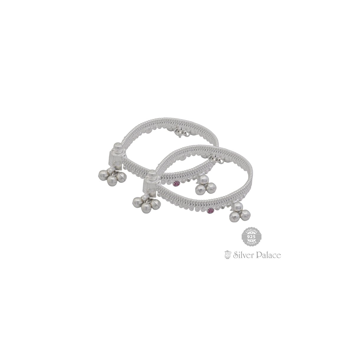 Pure Silver Handmade Screw Back Anklets For Kids - Silver Palace