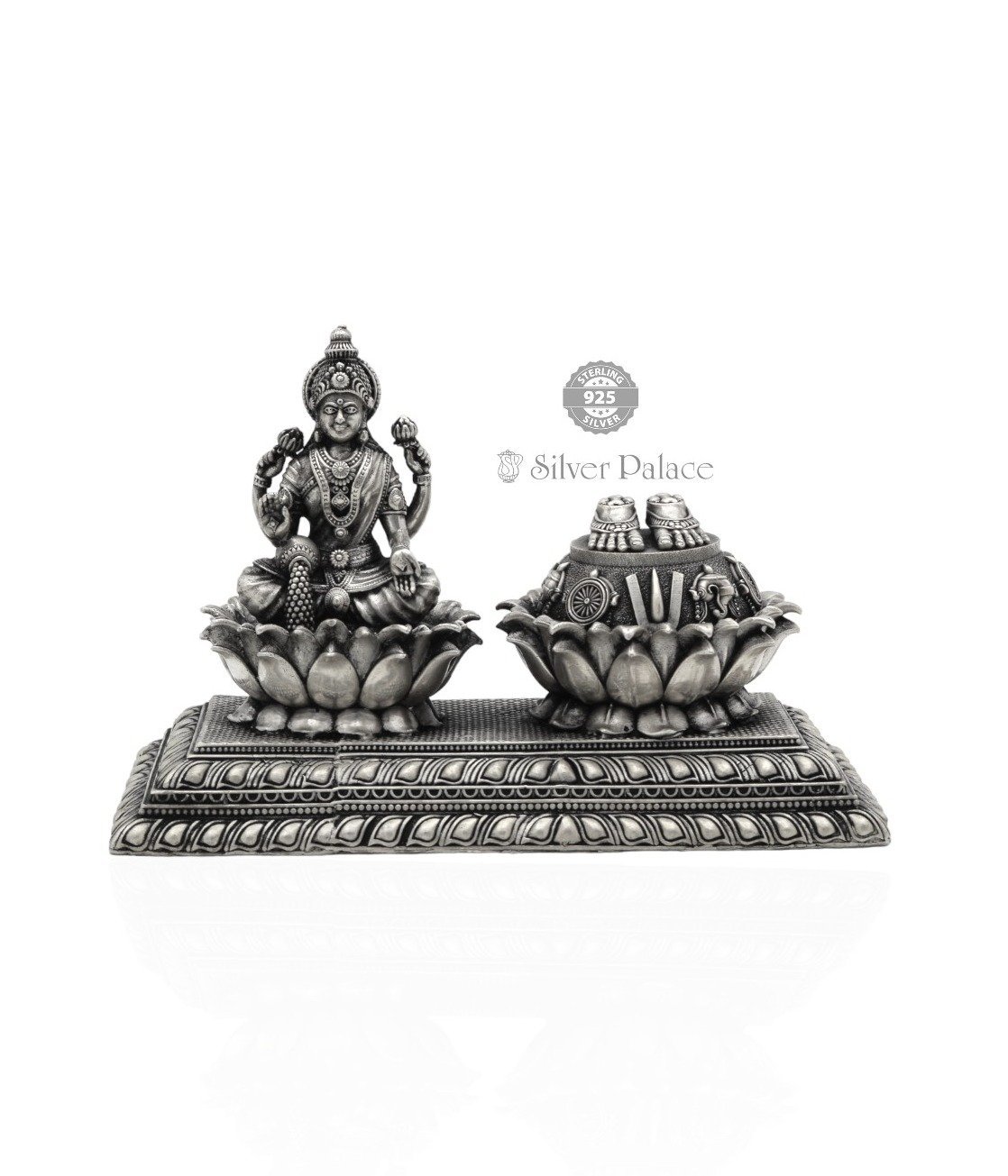 92.5 Oxidised Silver Lakshmi With Perumal Patham For Pooja Use - Silver ...