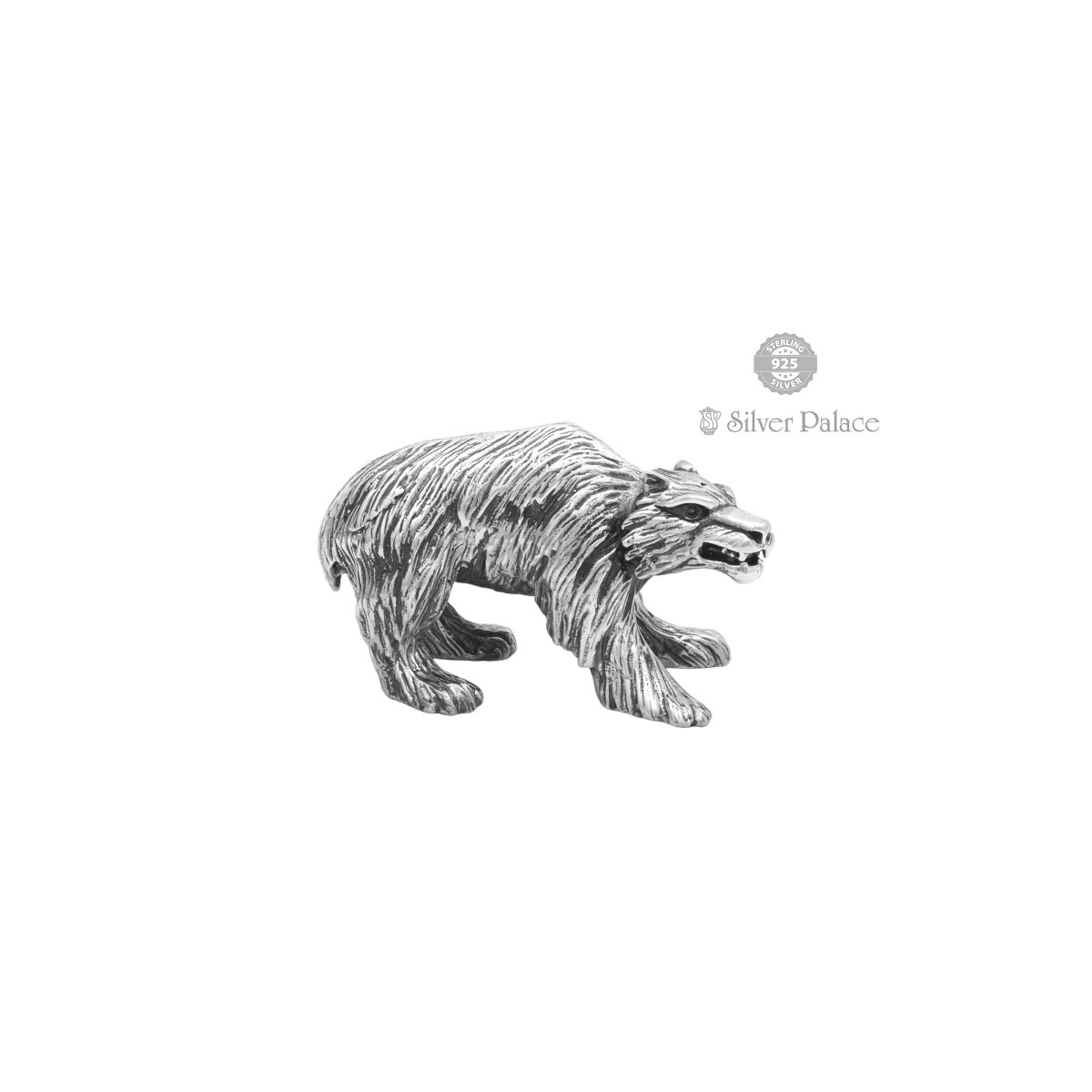 92.5 Pure Oxidized Silver Bear Idols For Kids Gift - Silver Palace