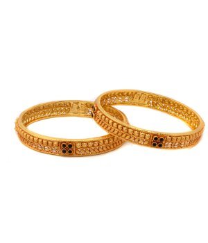 Silver Anite Collection Gold Polished Pink Stone Studed Design Bangle ...