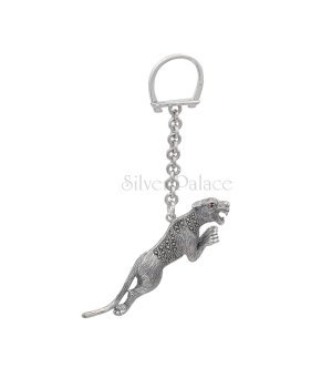 925 Sterling Silver With Marcasite Leopard Keychain For Men - Silver Palace