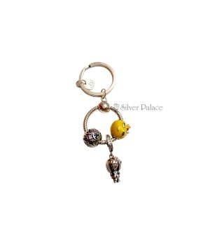 925 Sterling Silver Yellow Enamel Pan Dora Keychain - Silver Palace