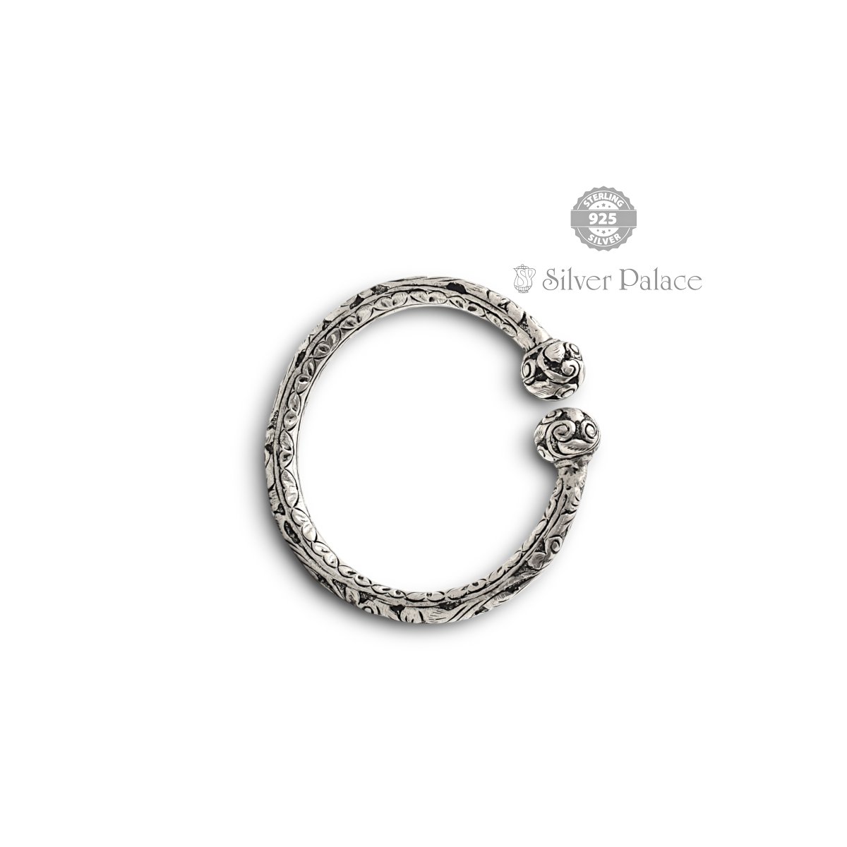925. Oxidized Silver Antic Finish Designer Punjabi Kada In Silver ...