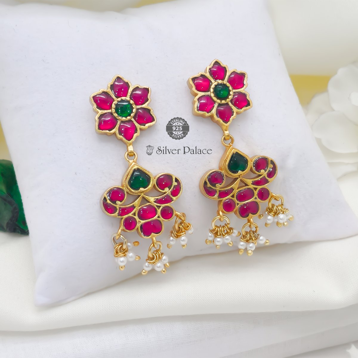 925 Sterling Silver Anite Collection Gold Polished Floral Design With ...