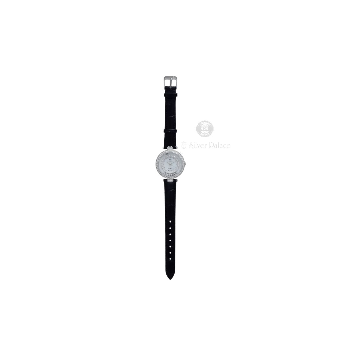 925 Silver Ladies White Stone Watch For Office Wear - Silver Palace