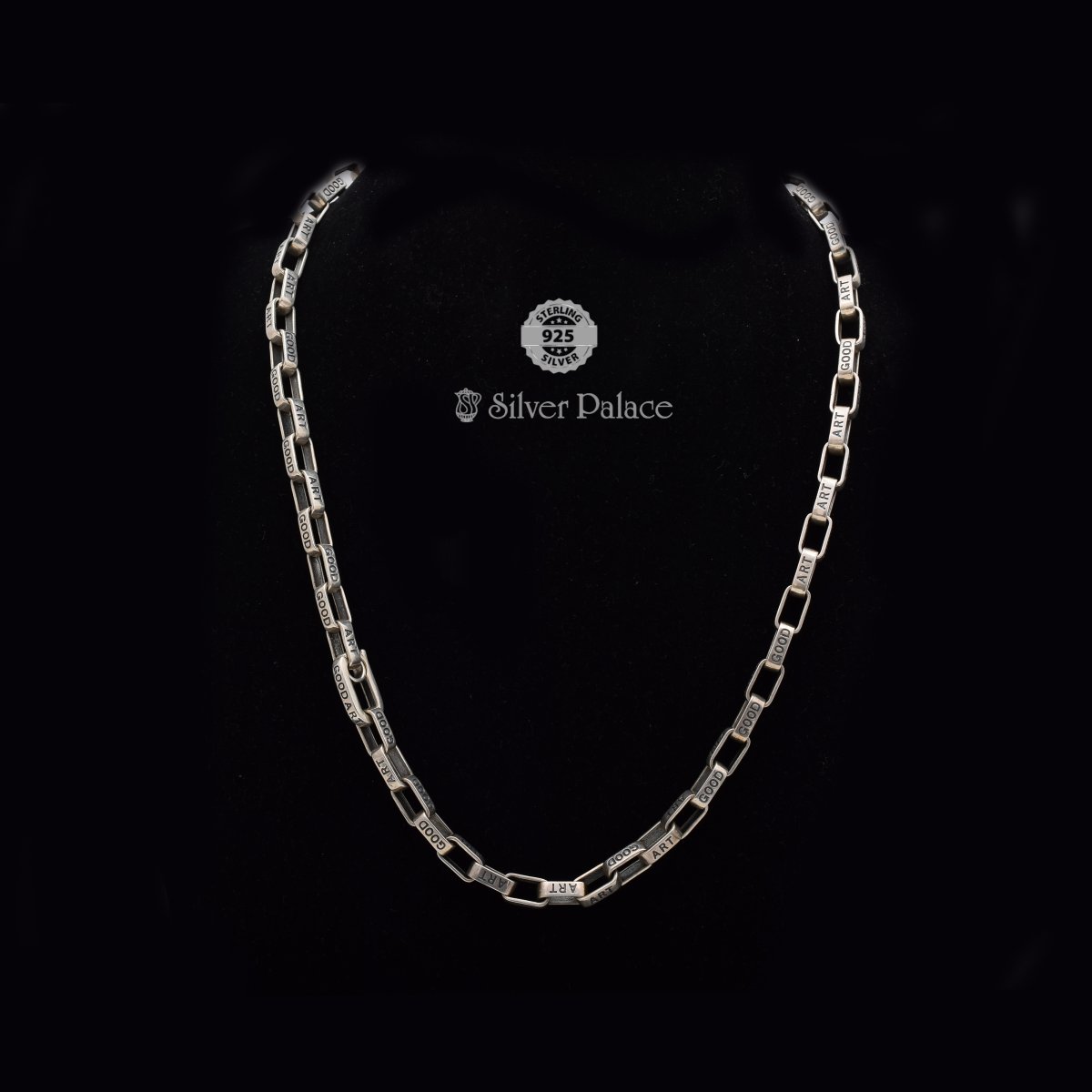 925 Oxidised Silver Square Design With (good & Art) Text Including ...