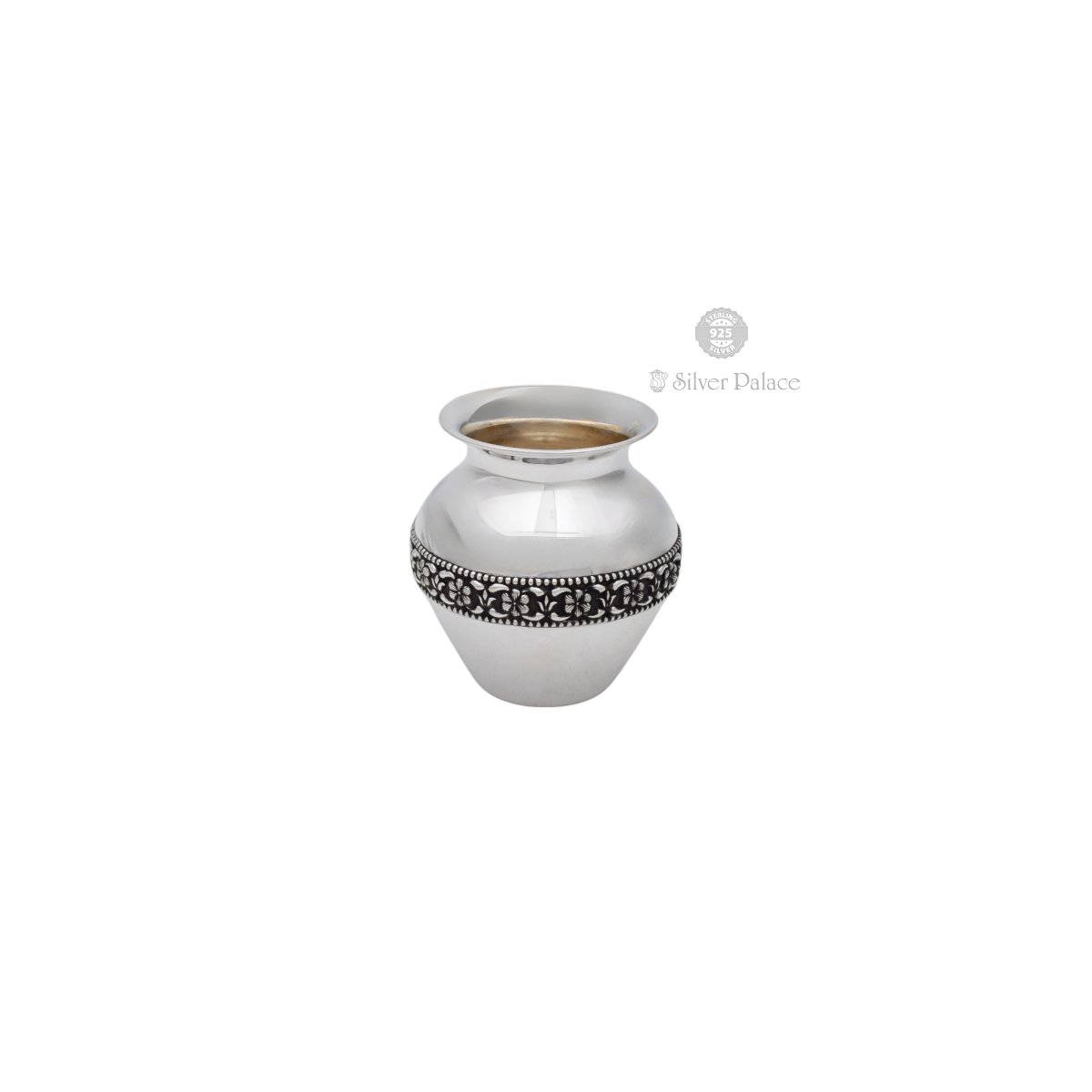 925 Oxidized Silver Chombu With Intricate Floral Design - Silver Palace