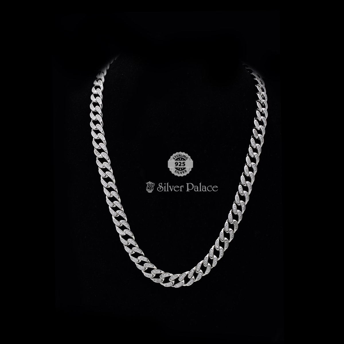 925 Pure Silver White Stone Hardik Pandya Chain For Mens Puya ...