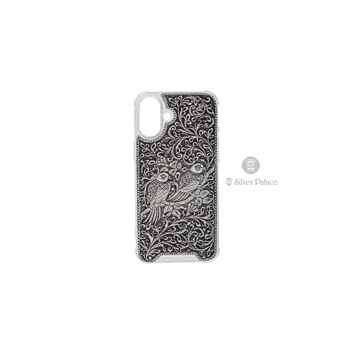925 Sterling Silver Birds Design Phone Case For Iphone 16 Plus - Silver ...