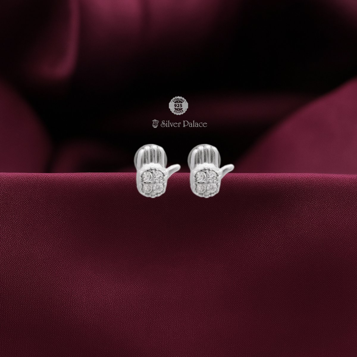 925 Sterling Silver Hand Symbol Earring For Girls Puya Collection ...