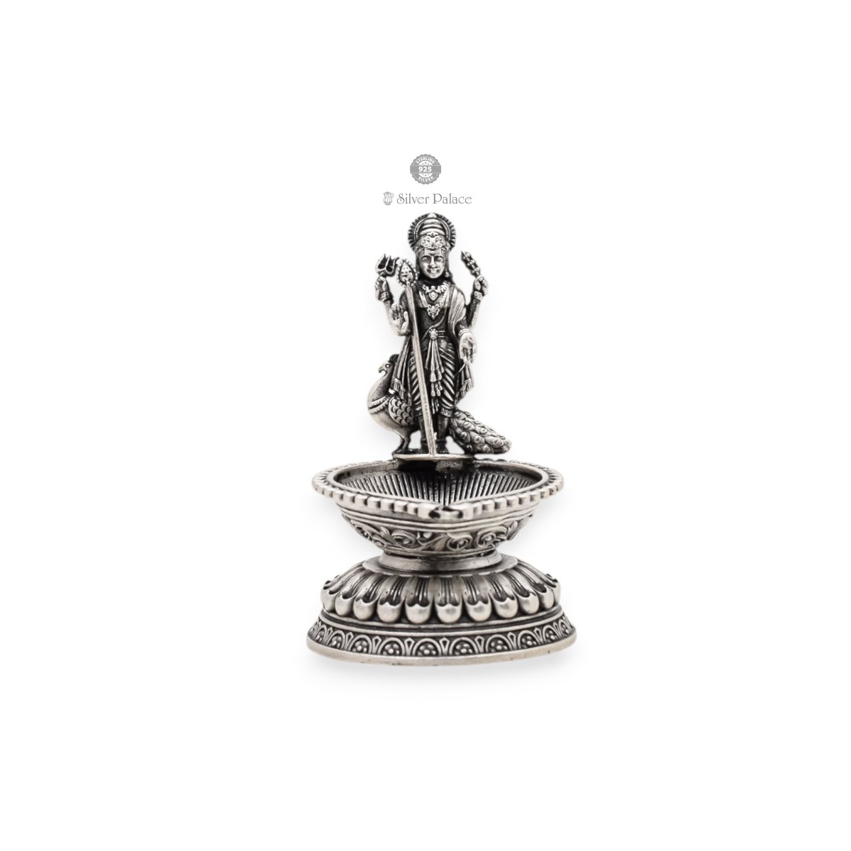 925 Antic Silver Murugan Idol With Lamp For Bright Your Pooja Room ...