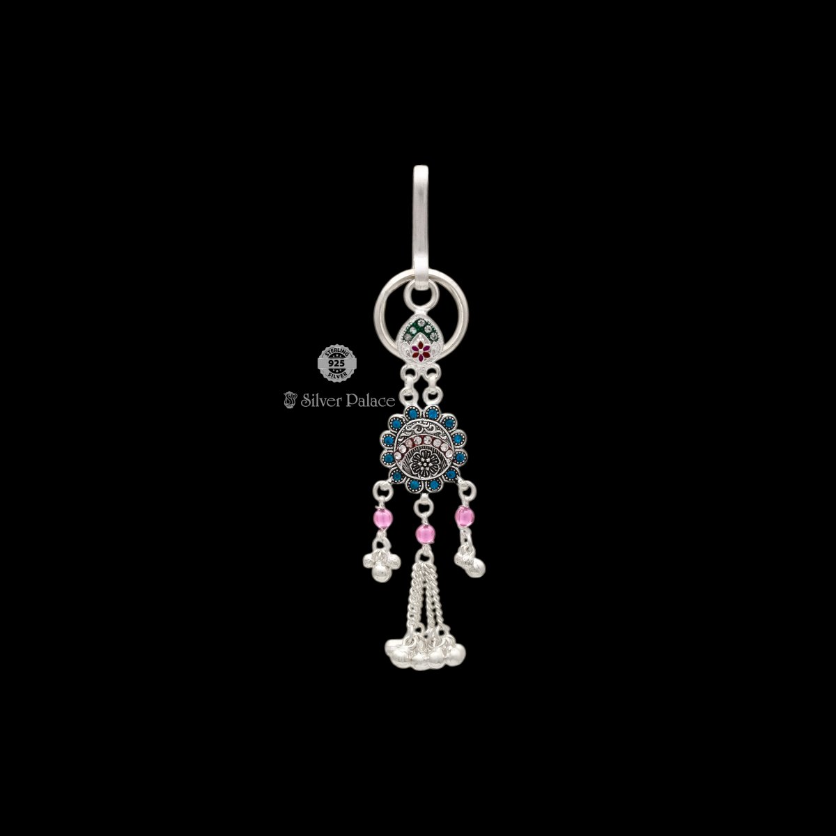 925 Pure Silver Floral Design With Silver Beads For Girls - Silver Palace