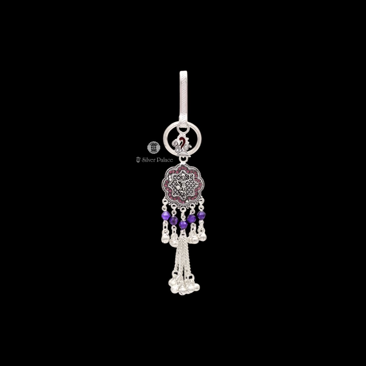 925 Pure Silver Enamel With Silver Beads Hip Key Chain For Girls ...