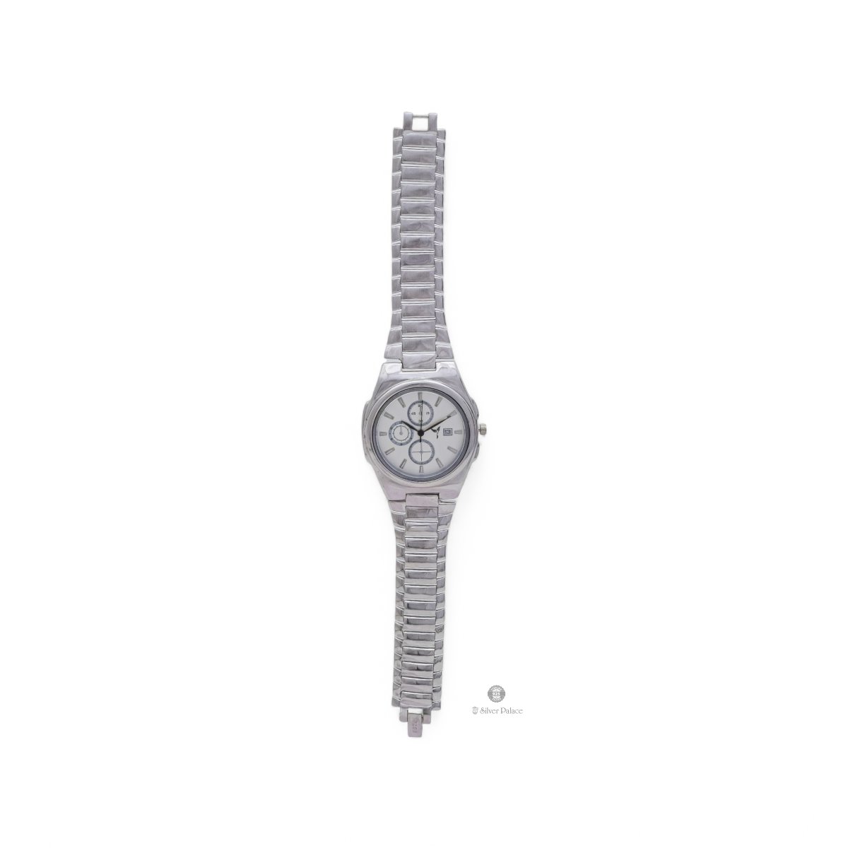 925 Sterling Silver Analog Watch With Date For Men - Silver Palace