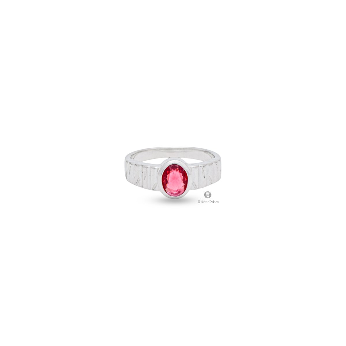 925 Sterling Silver Oval Shape Red Stone Rashi Ring For Men And Women ...
