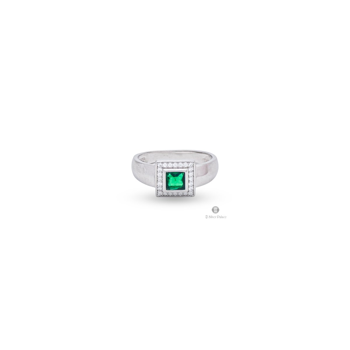 925 Sterling Silver Green Stone With Small White Stone Rashi Ring For ...
