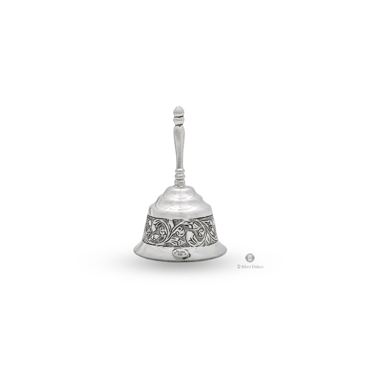 925 Sterling Silver Floral Engraving Bell For Your Pooja Room - Silver ...