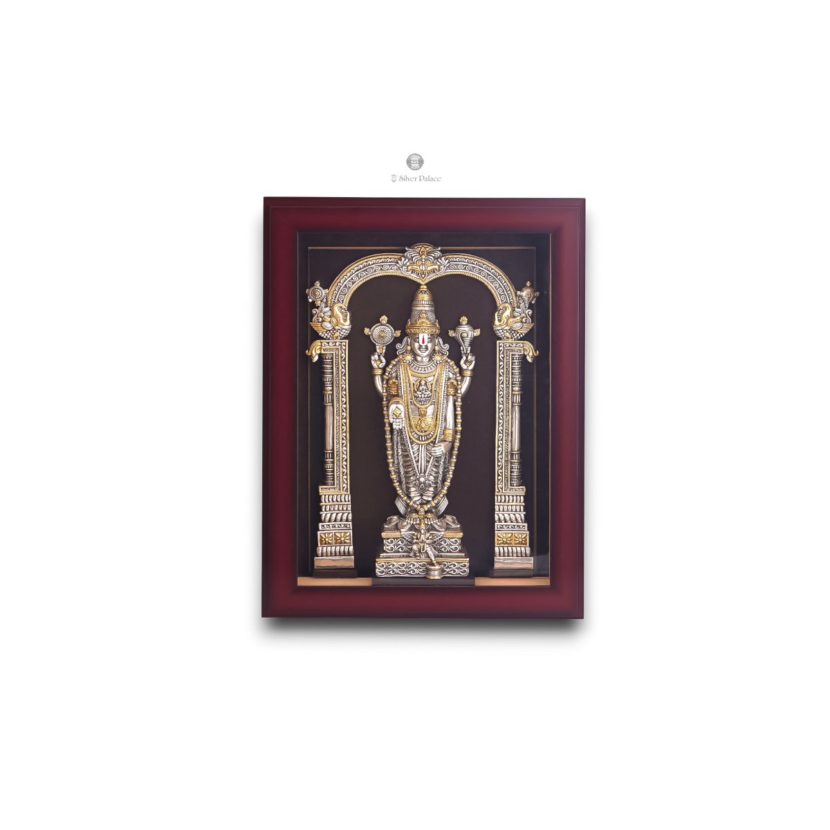 925 Silver Gold Polished Garuda Balaji Idol Photo Frame - Silver Palace